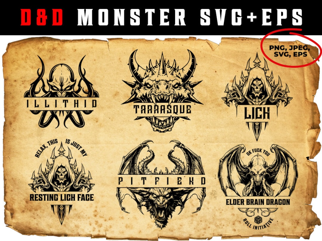 Dungeons and Dragons Monster Logo Emblems, D&D, SVG PNG EPS Jpeg Images ...