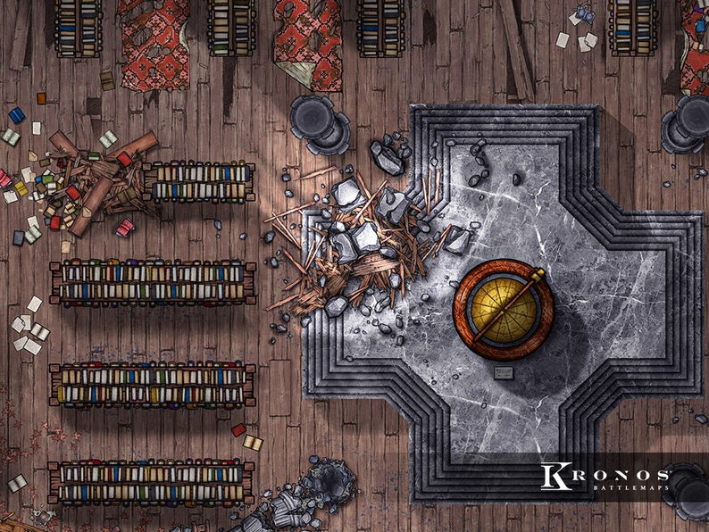 Abandoned Library Ruins Battlemap: 40x30 Dnd 5e (digital Download) - Etsy