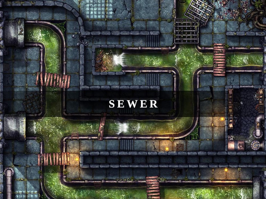 Sewer Digital Battlemap, 4k Battlemap, Dnd Battle Map, D&D, 5e, Roll20 ...