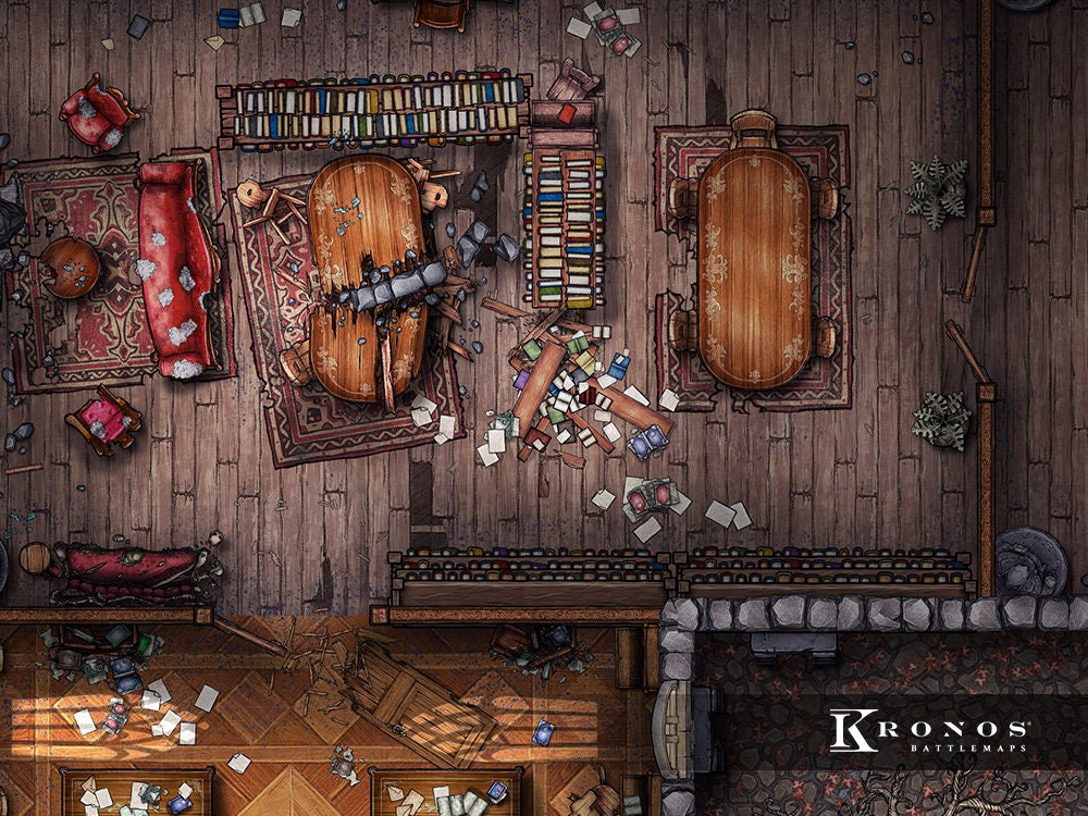 Abandoned Library Ruins Battlemap: 40x30 Dnd 5e (digital Download) - Etsy