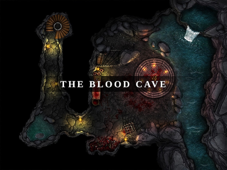 The Blood Cave Battlemap, Dnd Battle Map, D&D, Battle Map, Dungeons and ...
