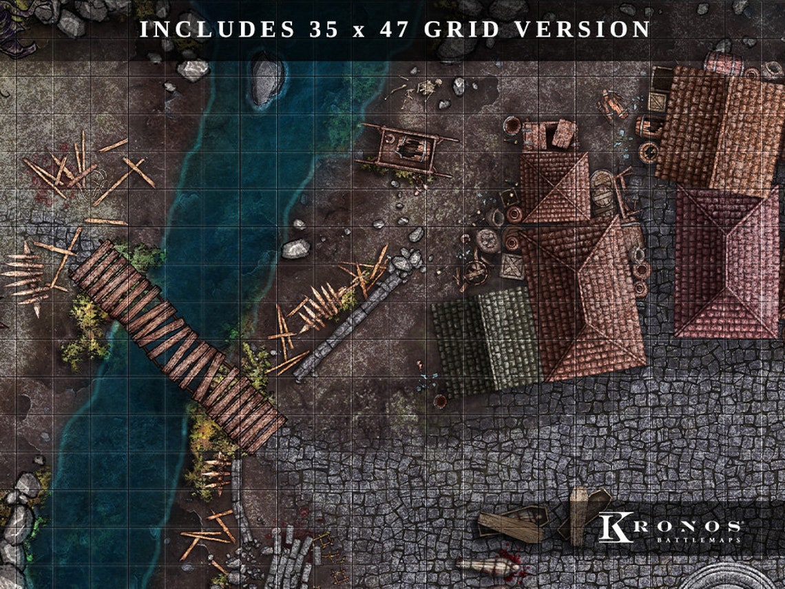 Abandoned Village Battlemap: Flooded Town, RPG Map (digital Download ...