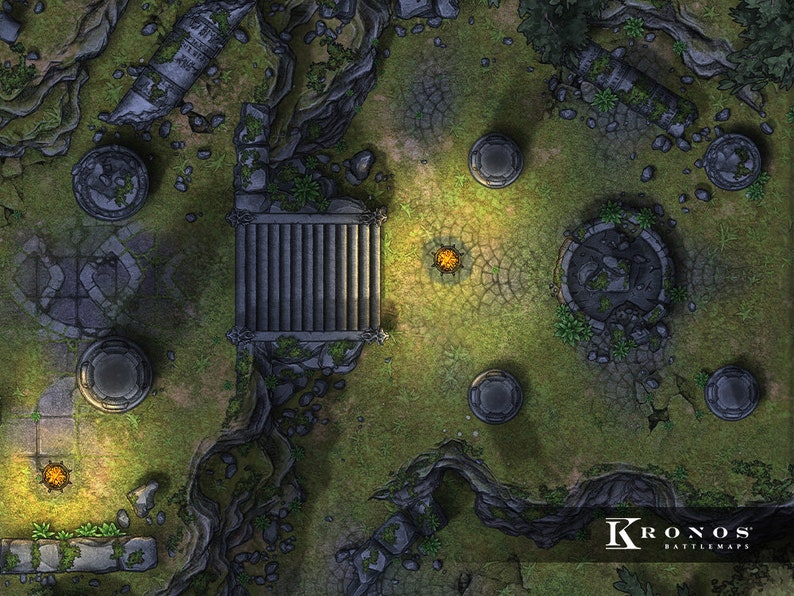 Forest Ruins Digital Battlemap: Dnd 5e VTT Map (40x30) - Etsy