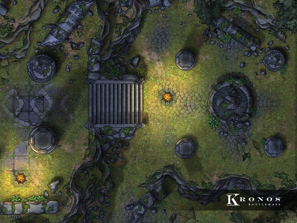 Forest Ruins Digital Battlemap: Dnd 5e VTT Map (40x30) - Etsy