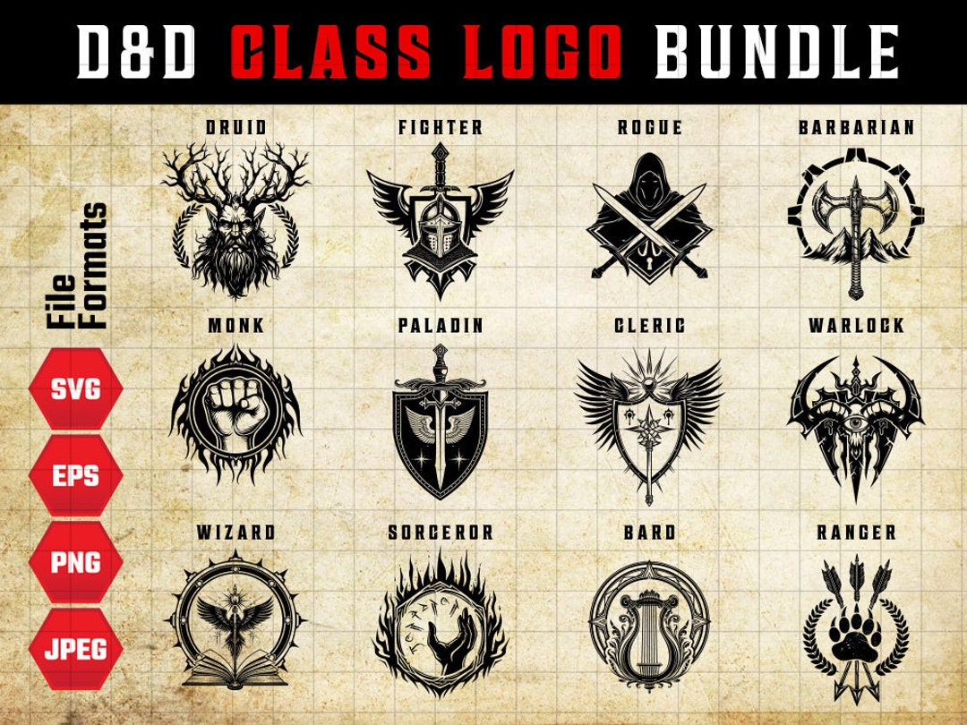 Dungeons and Dragons Class Logo Emblems, D&D Symbols, SVG PNG EPS Jpeg ...