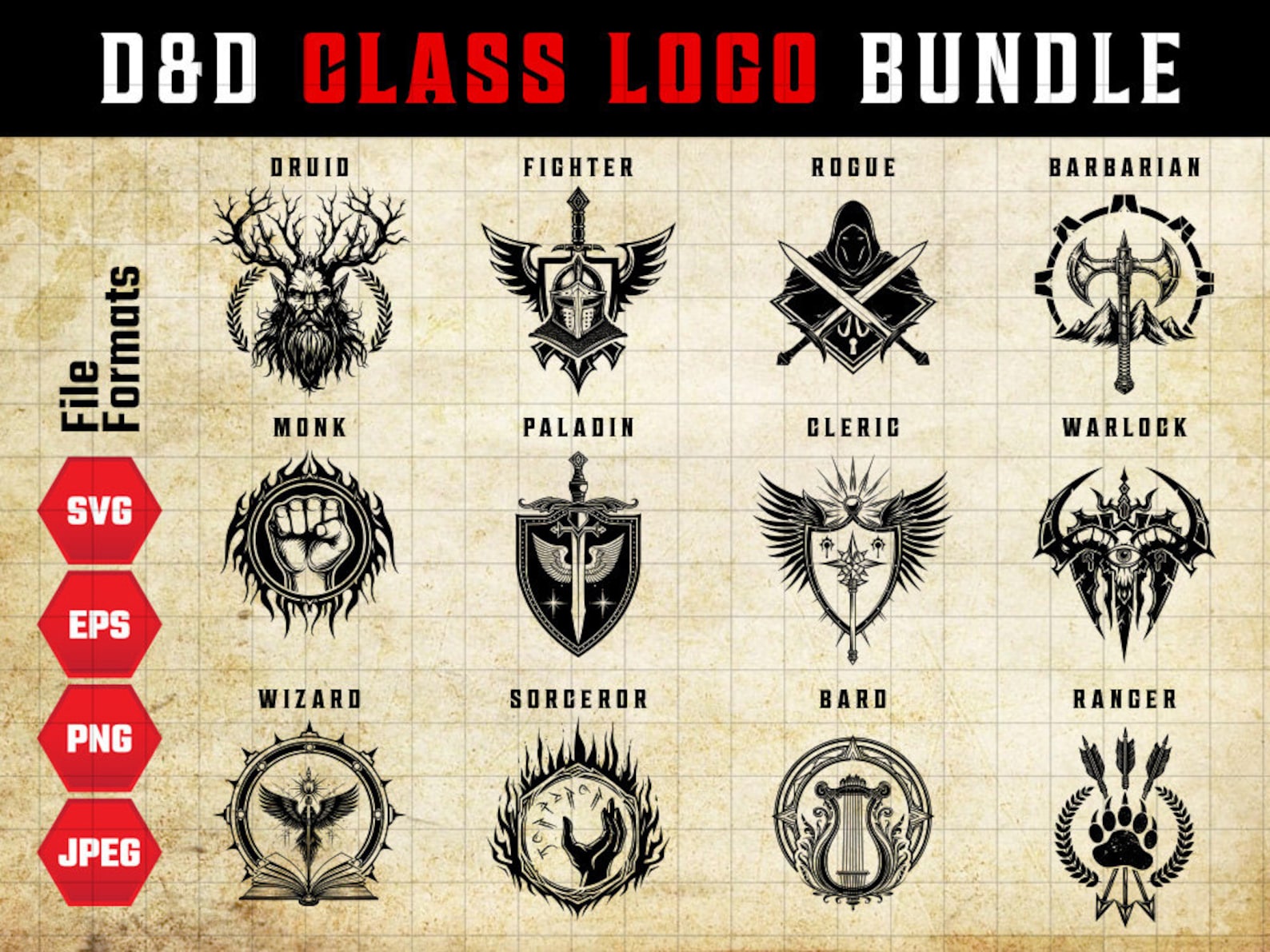 D&D Class Logo Emblems: SVG PNG EPS Jpeg Images (digital Download) - Etsy
