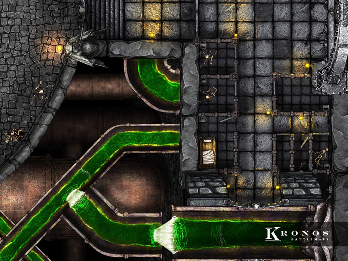 City Sewer Arena Digital Battlemap, Battlemap, Dnd Battle Map, D&D, 5e ...