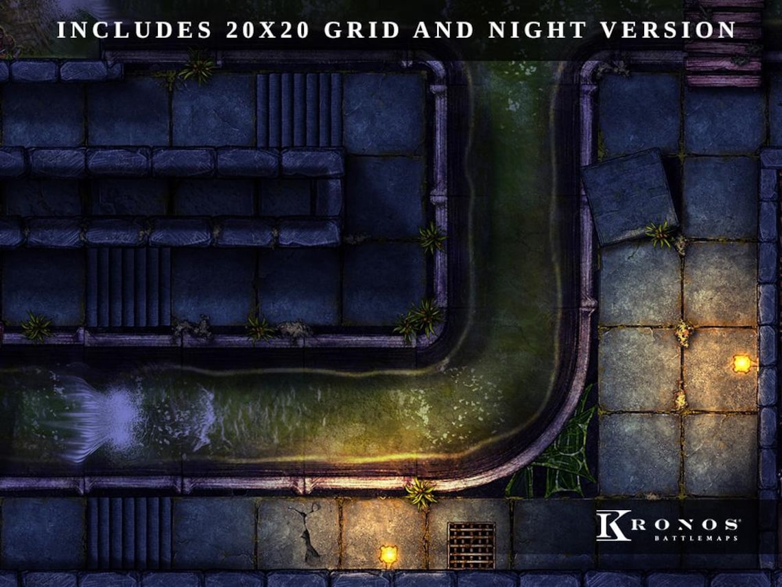 4K Sewer Battlemap: Gridded Dnd Digital Map (20x20) - Etsy