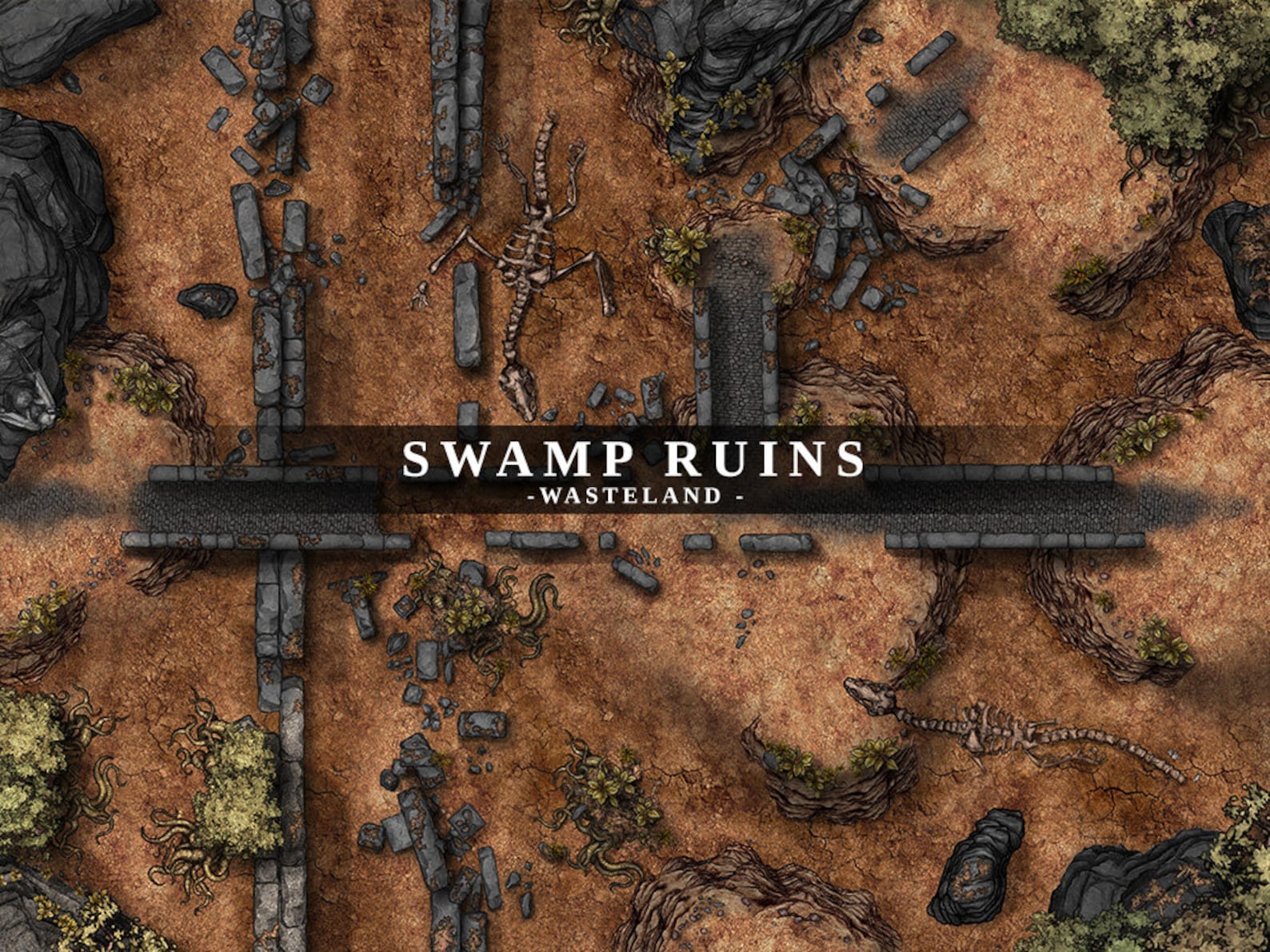 Swamp Ruins - Battlemap, Dnd Battle Map, Wasteland, Battle Map ...