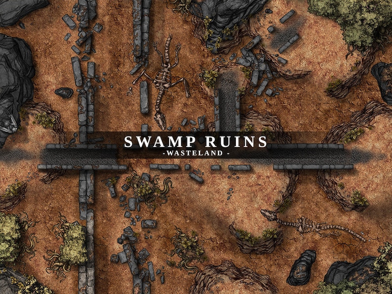 Swamp Ruins - Battlemap, Dnd Battle Map, Wasteland, Battle Map ...