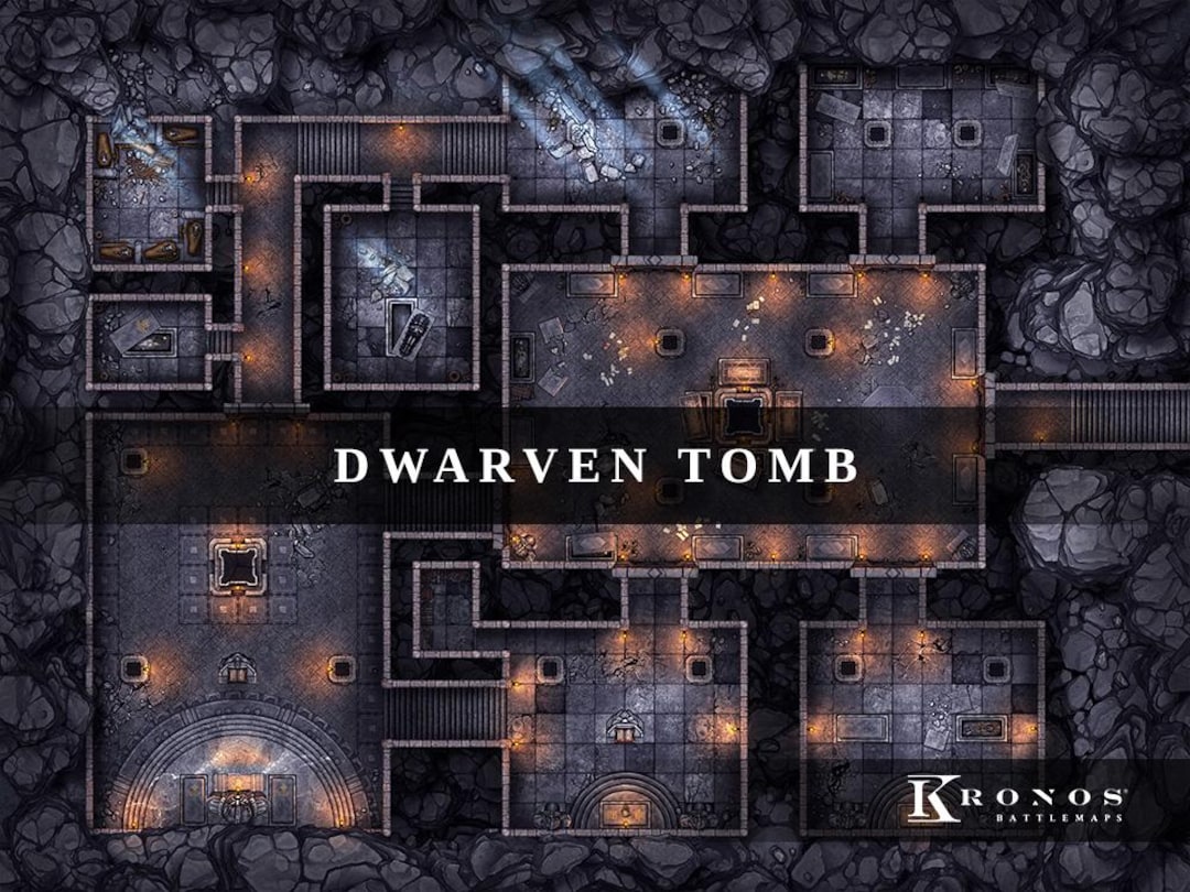 Dwarven Tomb, Digital Battle Map, D&D, Battlemap, Dungeons and Dragons ...