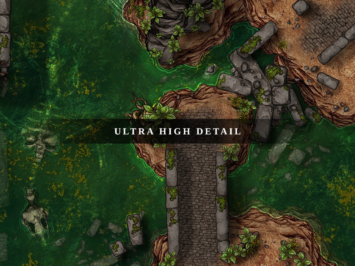 Swamp Ruins - Battlemap, Dnd Battle Map, Wasteland, Battle Map ...