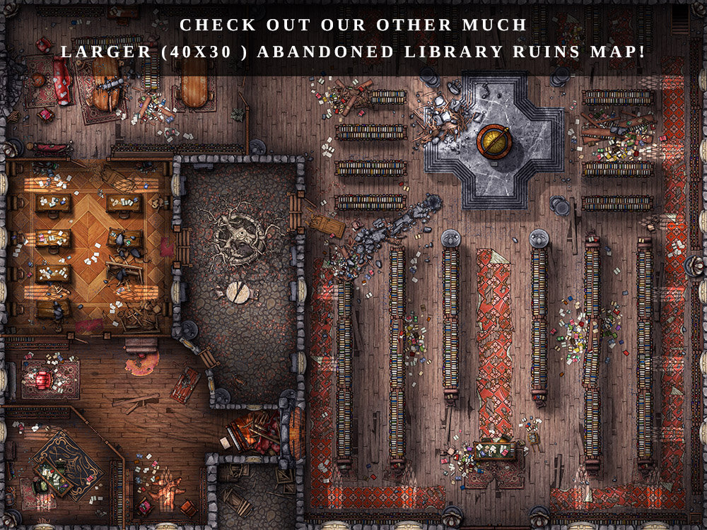 Abandoned Library Ruins Battlemap: Dnd 5e RPG Map (digital Download) - Etsy