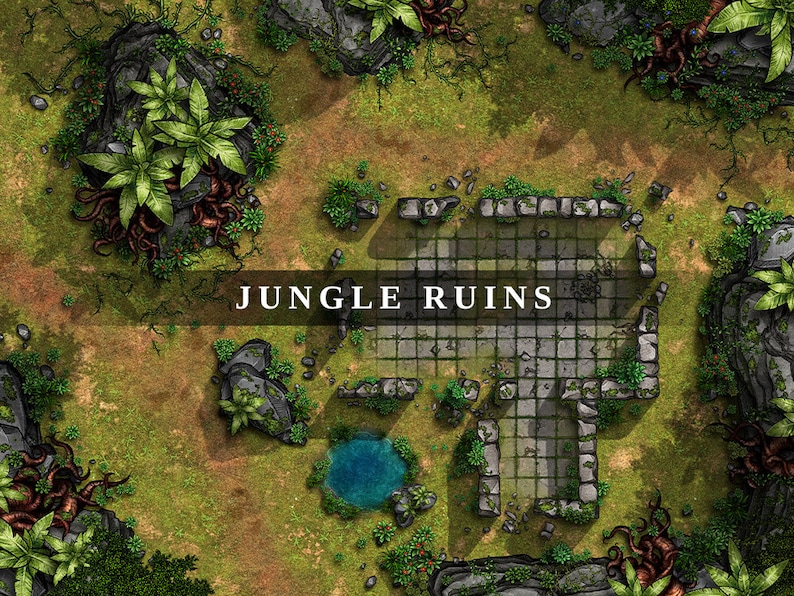 Jungle Ruins Digital Battlemap, + Grid/night Versions Dnd Battle Map, Digital Battle Map, 5e ...