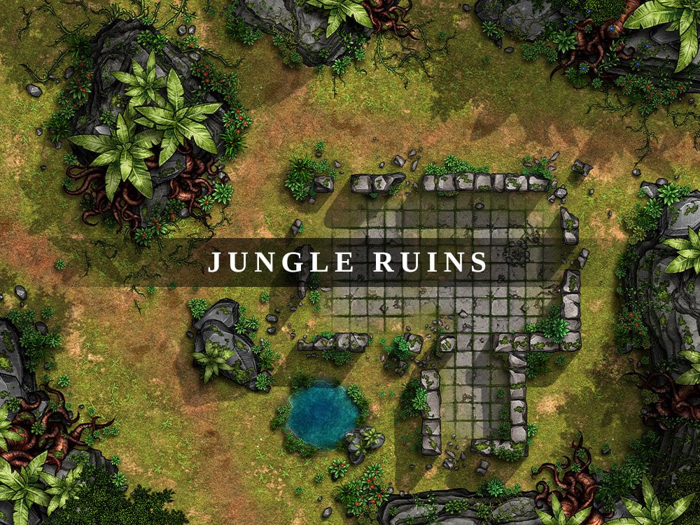 Jungle Ruins Digital Battlemap, + Grid/night Versions Dnd Battle Map ...