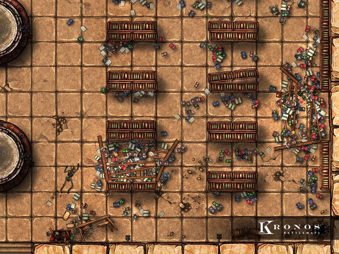 Ancient Library Abandoned Ruins Battlemap, Dnd Battle Map, D&D, Battle ...