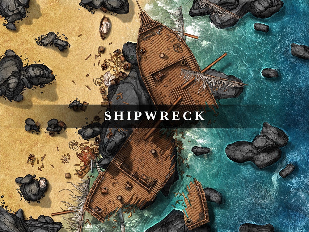 Shipwreck Battlemap, Dnd Battle Map, D&D, Dungeons and Dragons, 5e ...