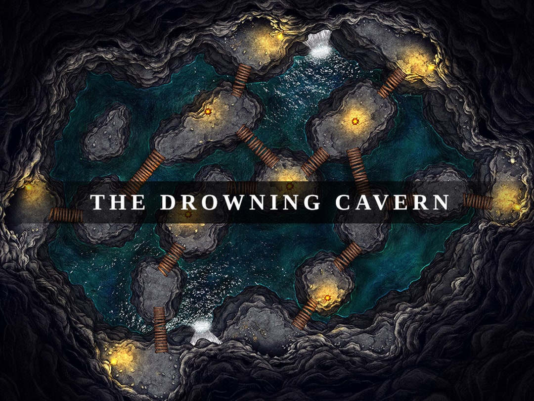 Drowning Cavern Battlemap, Cave, Dnd Battle Map, D&D, Cave, Dungeons and Dragons, 5e, Roll20 ...
