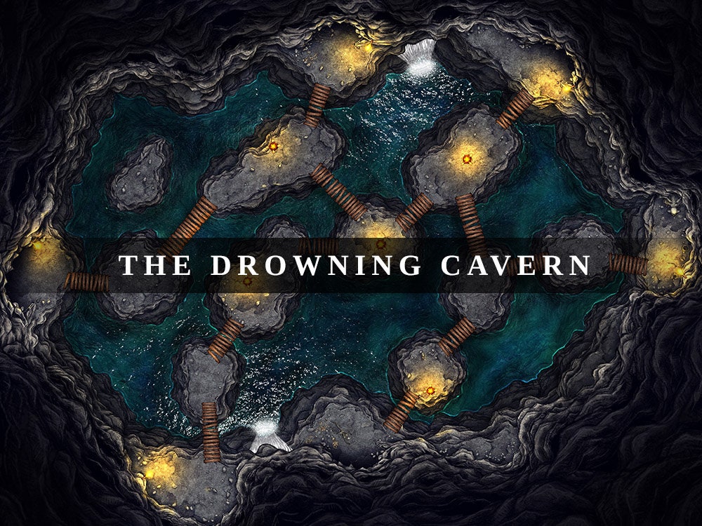 Drowning Cavern Battlemap, Cave, Dnd Battle Map, D&D, Cave, Dungeons and Dragons, 5e, Roll20 ...