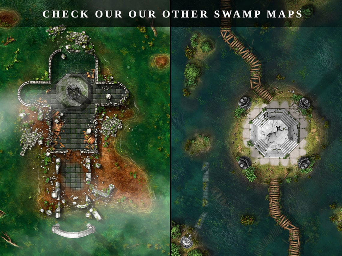 Swamp Ruins - Battlemap, Dnd Battle Map, Wasteland, Battle Map ...