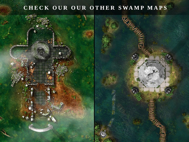 Swamp Ruins - Battlemap, Dnd Battle Map, Wasteland, Battle Map, Dungeons and Dragons, 5e, Roll20 ...