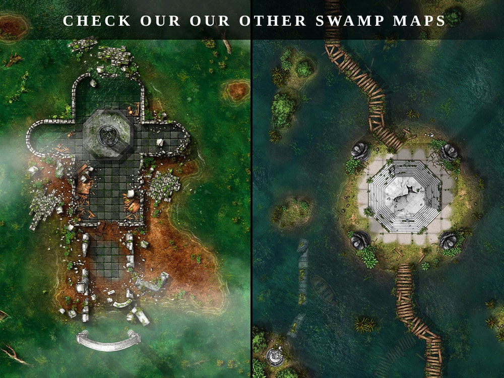 Swamp Ruins - Battlemap, Dnd Battle Map, Wasteland, Battle Map ...