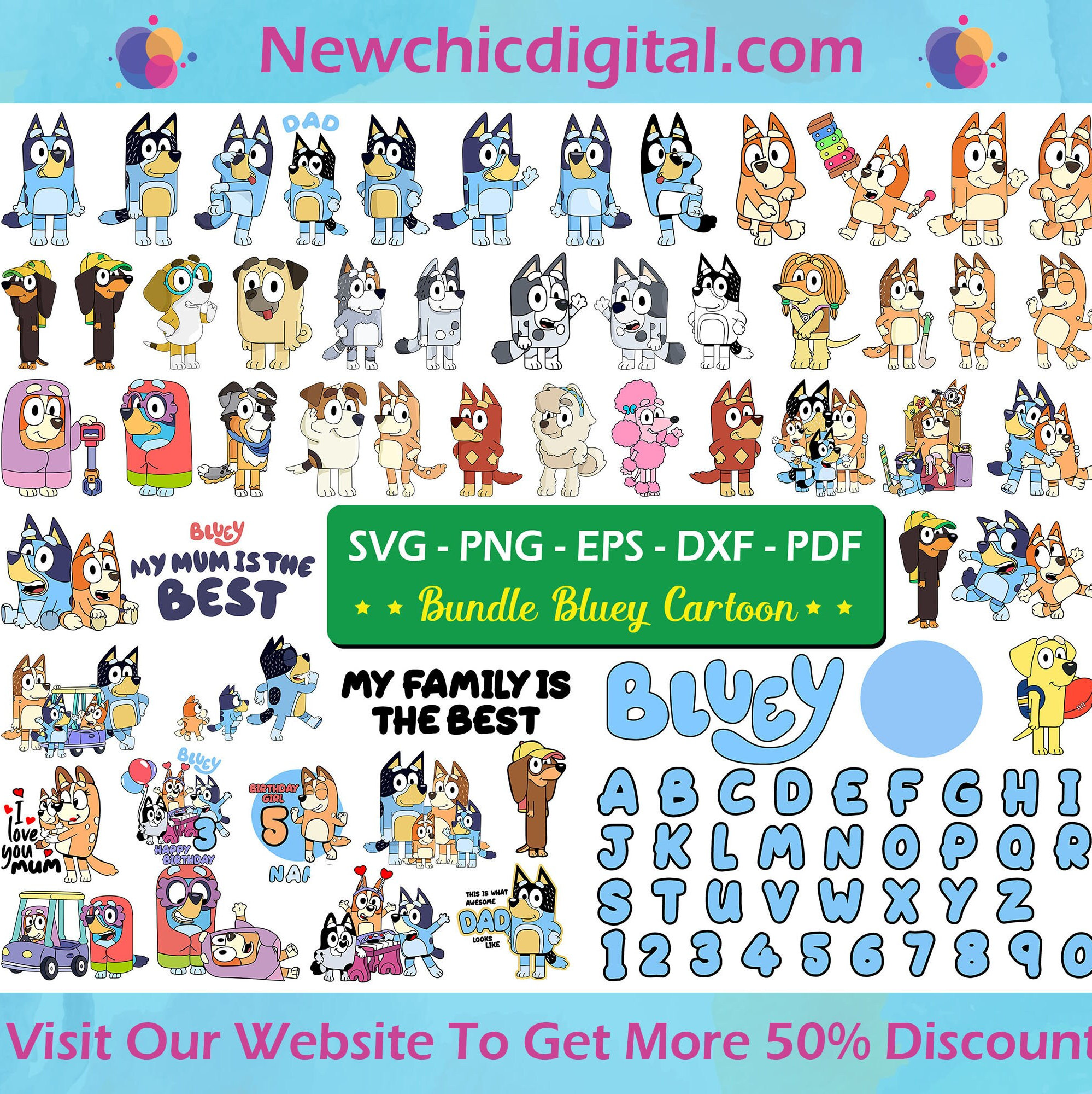 Bluey SVG Bundle Bluey Cut Files for Cricut Bluey the Dog - Etsy.de