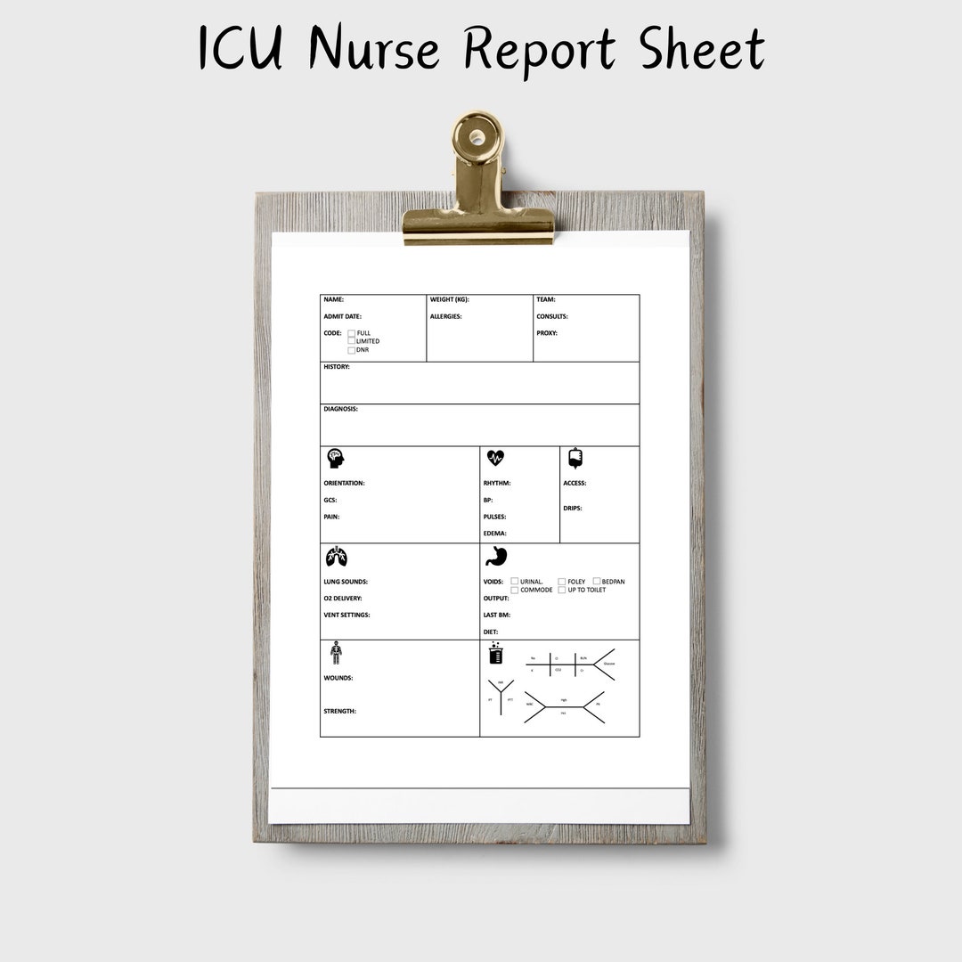 ICU Nurse Report Sheet, Nursing Brain, Simple SBAR With Fishbone Labs ...