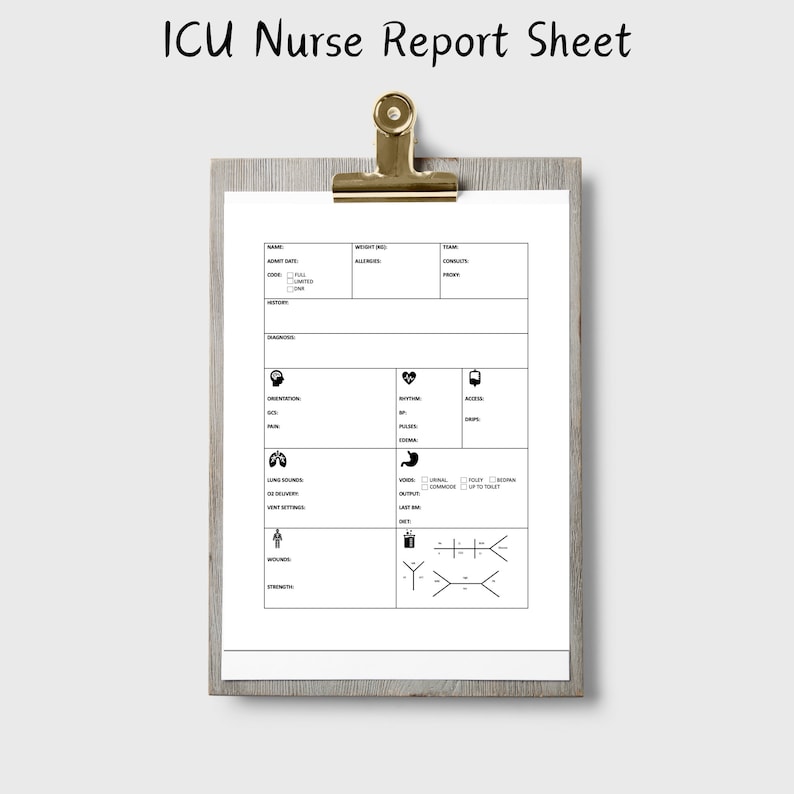 ICU Nurse Report Sheet, Nursing Brain, Simple SBAR With Fishbone Labs ...