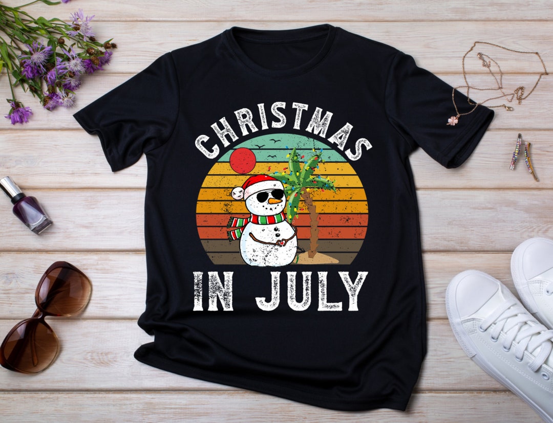 Christmas in July Shirt, Vintage Snowman in Summer Shirt, Snowman in ...