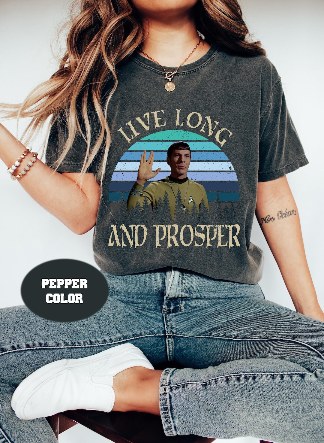 Star Trek Live Long and Prosper Sunset Retro Vintage Comfort Colors T ...