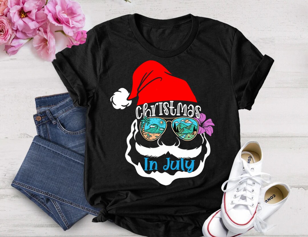 Christmas in July Shirt, Santa Beach Shirt, Hawaiian Christmas T-shirt ...