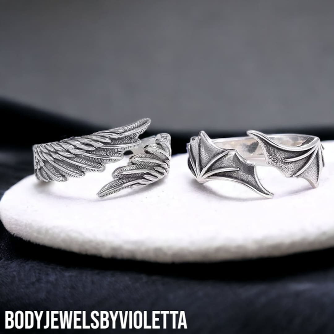 Angel Wings Ring, Gothic Ring, Silver Ring, Punk Ring, Gothic Style ...