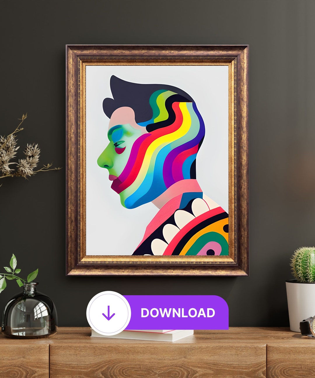 BOY | Digital Download | Abstract Modern Wall Art | Woman & Men Faces ...