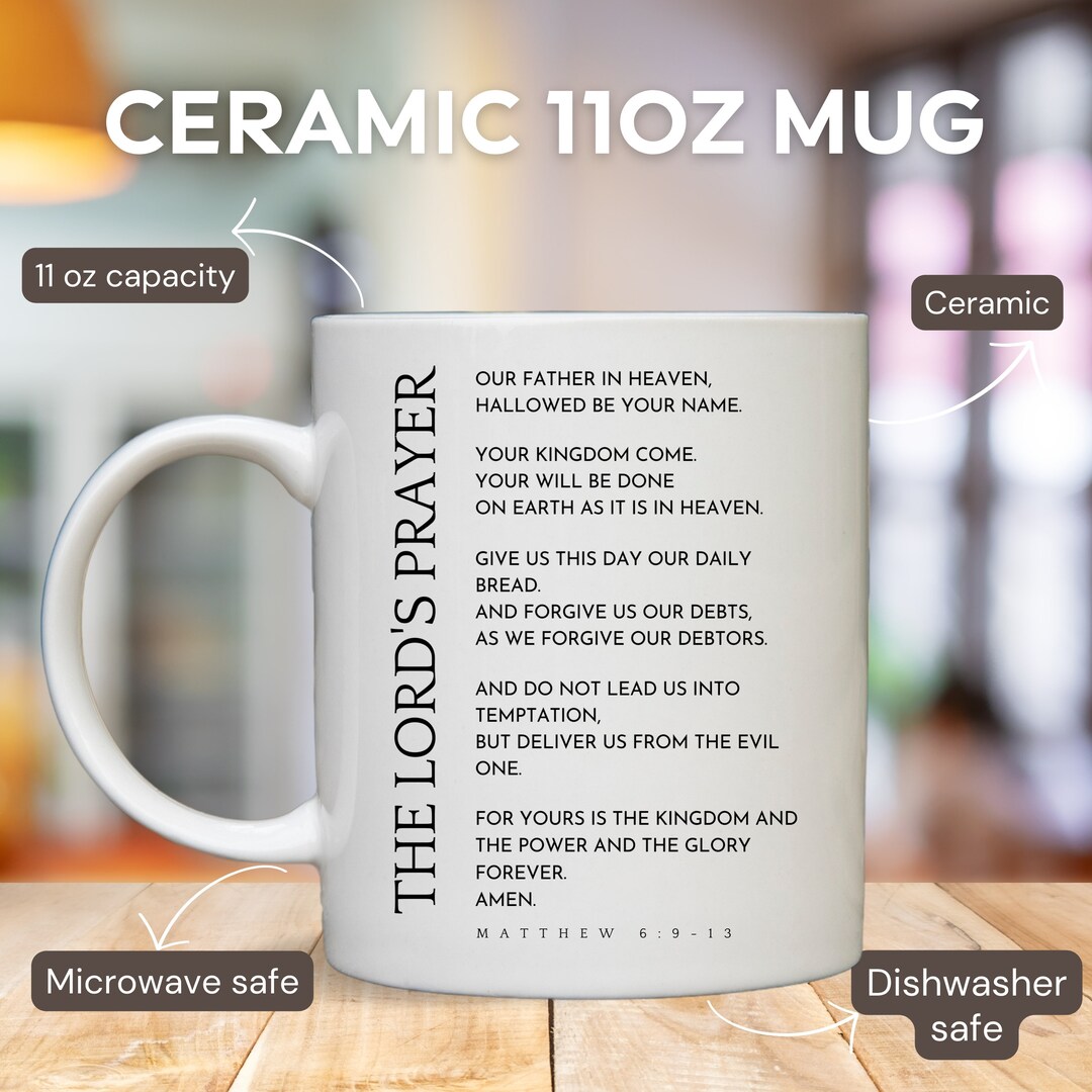 The Lord’s Prayer Matthew 6:9-13 Mug, Christian Bible Verse Coffee Mug ...