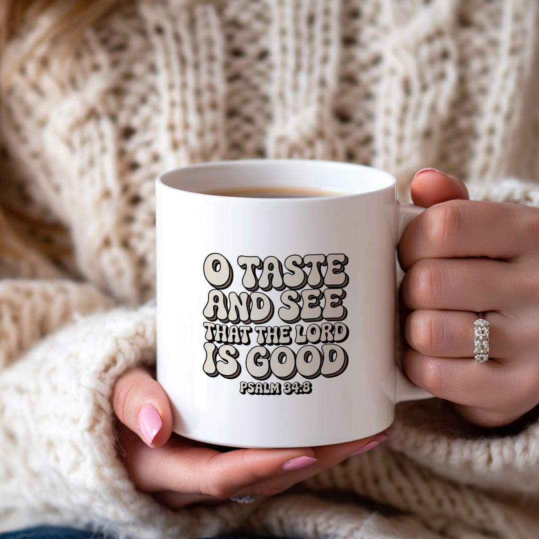 O Taste and See Mug – Psalm 34:8 Bible Verse, Minimal Christian Coffee ...
