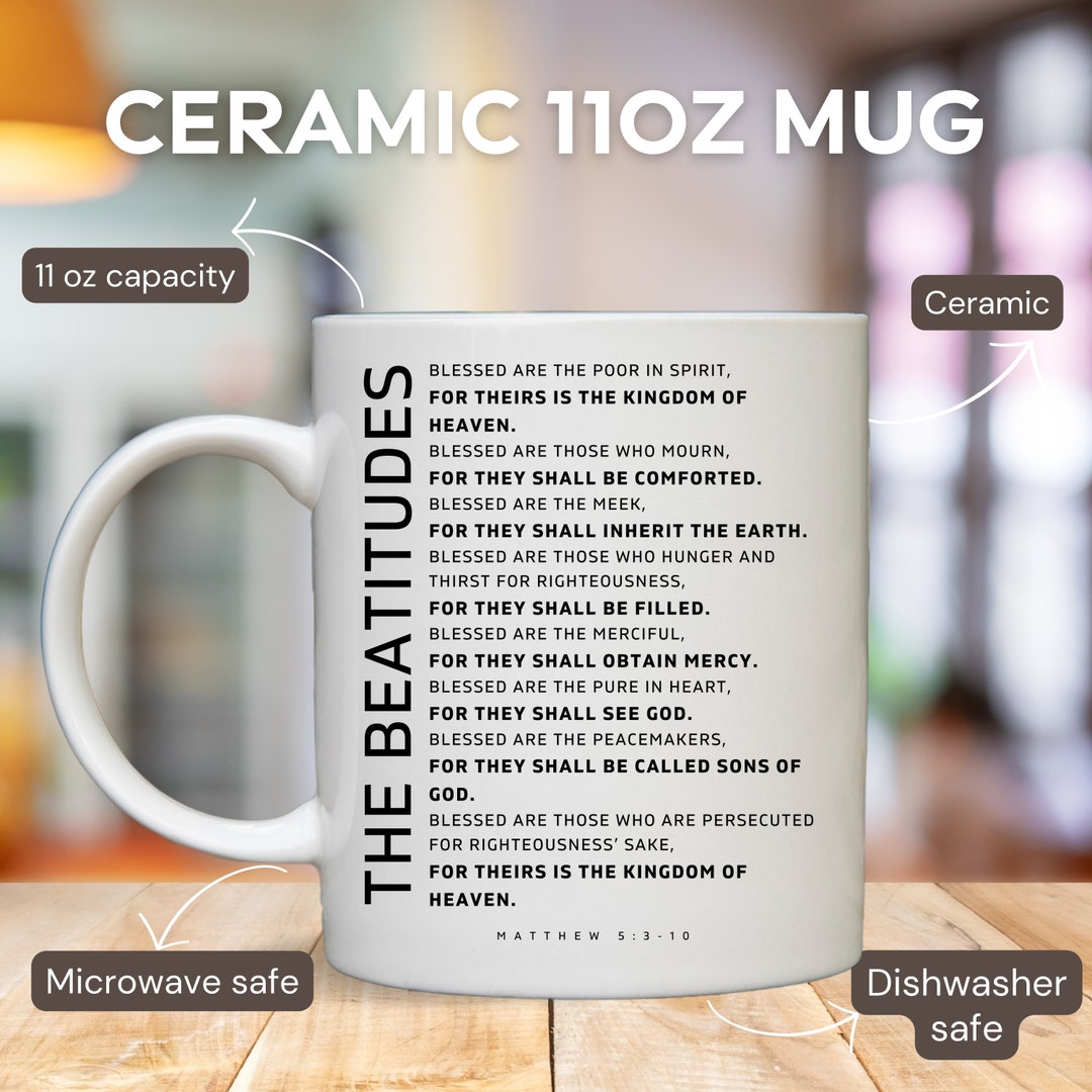 Beatitudes Christian Mug – Matthew 5 Bible Verse Coffee Cup, 11oz ...