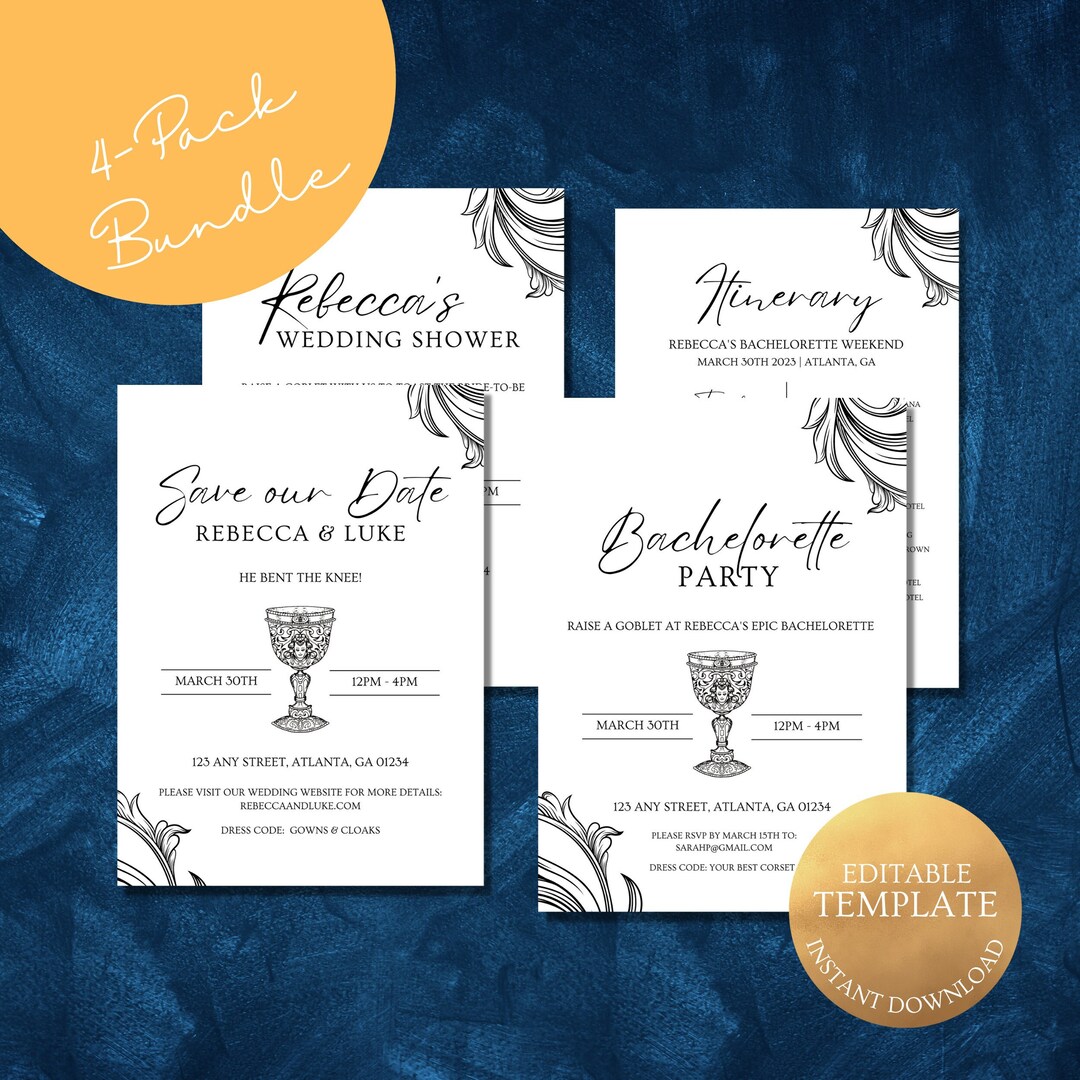 Fantasy Wedding Invitation Bundle, Wedding Instant Download, Wedding ...