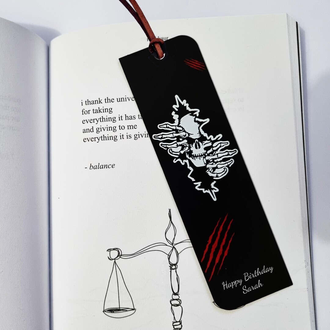 Personalised Gothic Bookmark Skull Bookmark Horror Bookmark Metal ...