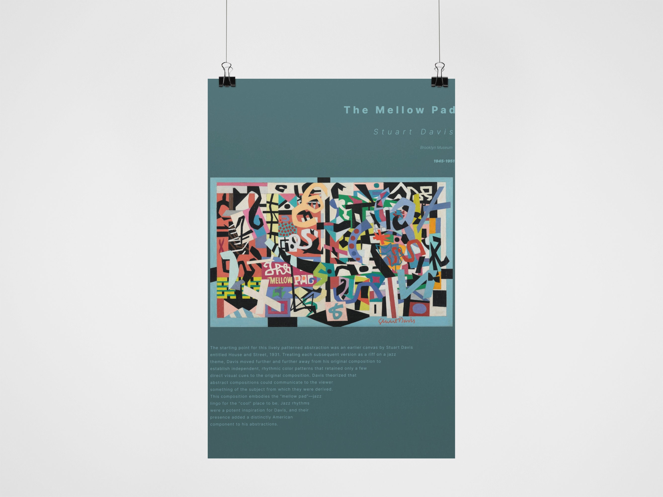 Printable Digital Download Stuart Davis the Mellow Pad Colorful Wall ...
