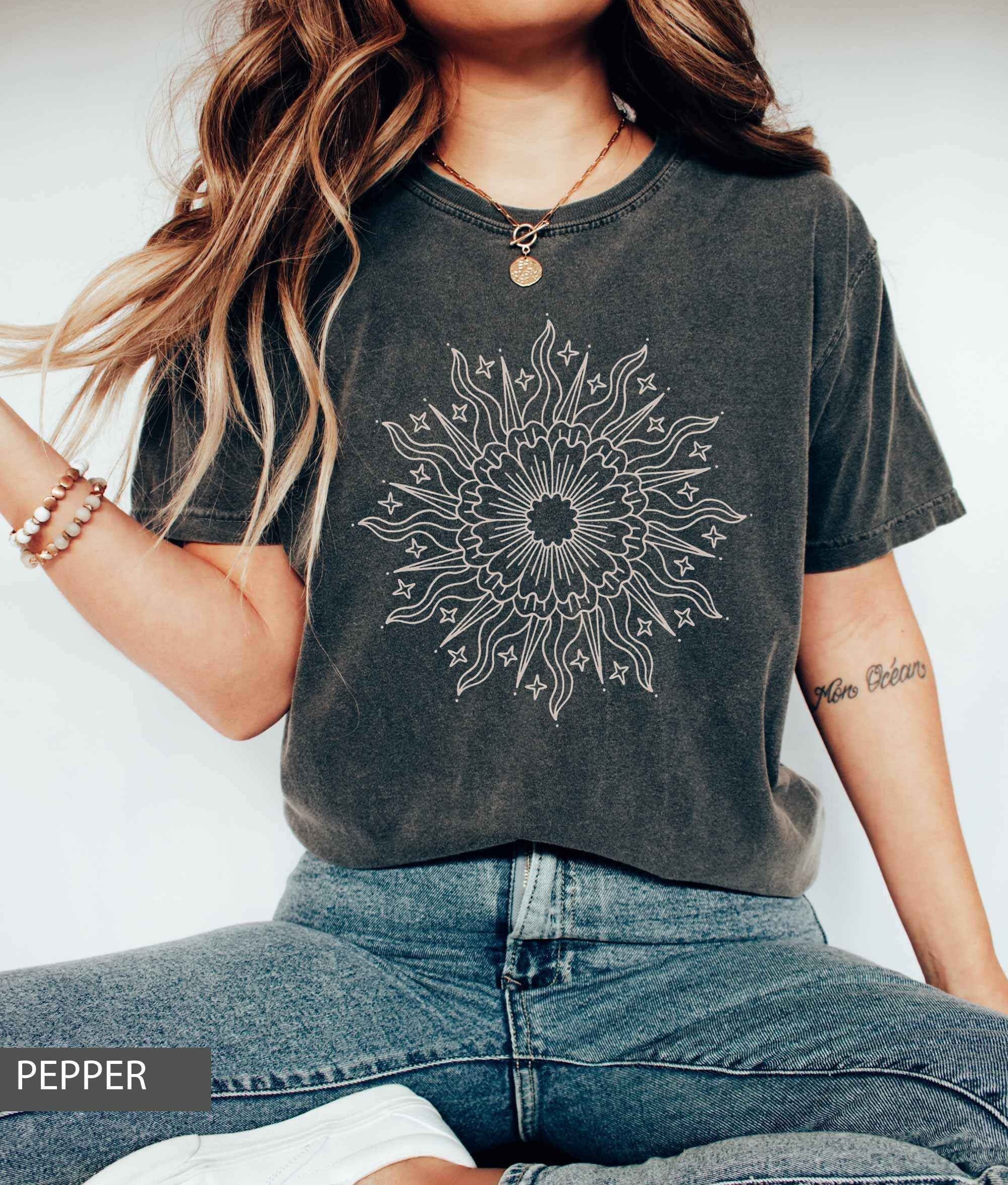 Sun Tshirt, Boho Sun Shirt, Sun T Shirt, Retro Tshirt, Rising Sun, Boho ...