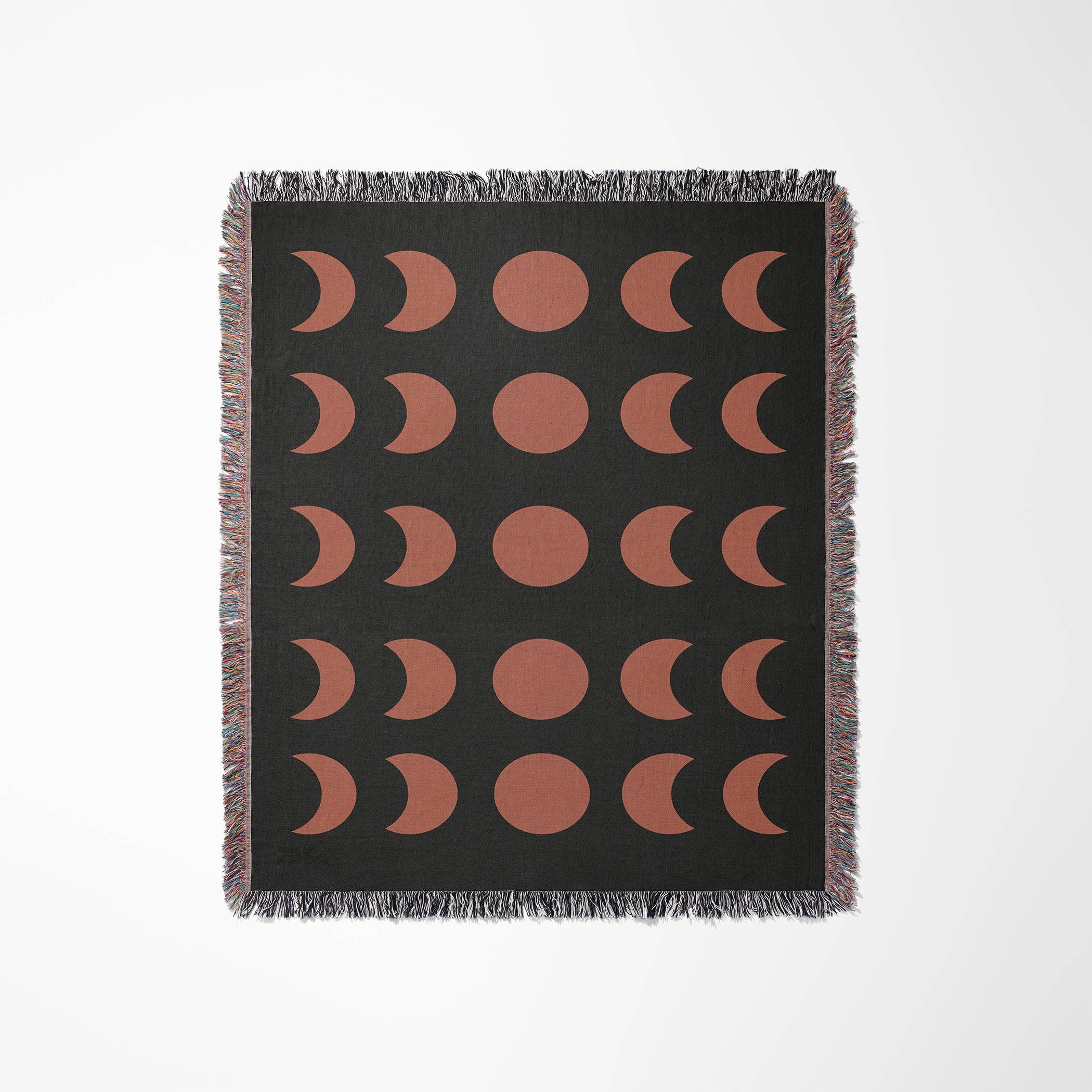 Moon Lunar Phases Woven Throw Blanket, Decorative Cotton Bed Blanket ...