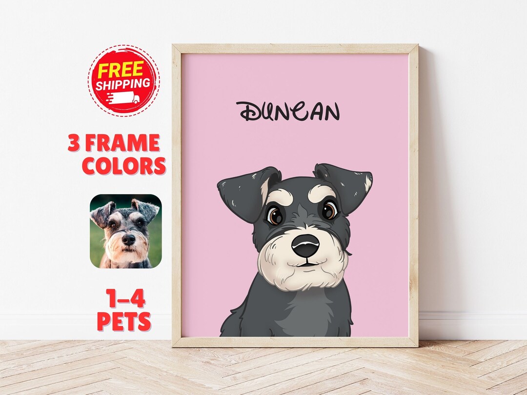 Custom Cartoon Pet Portraits From Pet Photo Personalized Digital Dog ...