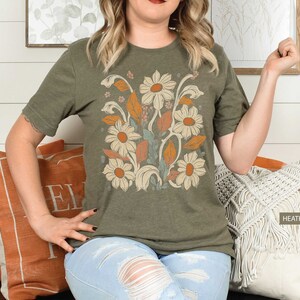 Wildflower Tshirt With Vintage Inspired Flowers, Boho Retro Graphic Tee ...