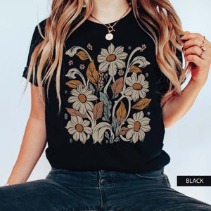 Wildflower Tshirt With Vintage Inspired Flowers, Boho Retro Graphic Tee ...