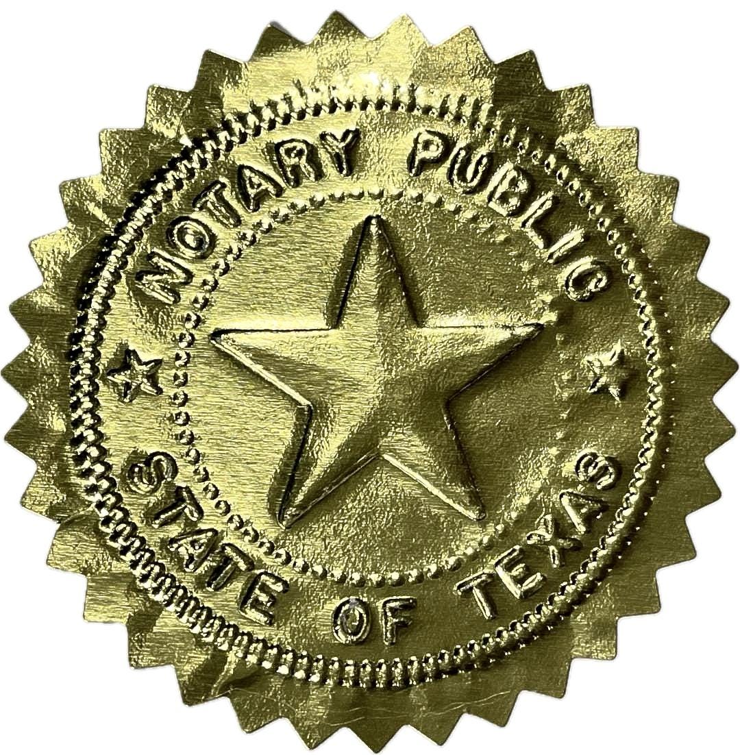 20 Pack 2" Seals, Texas Shiny Gold Metallic - Notary Public Embossed ...