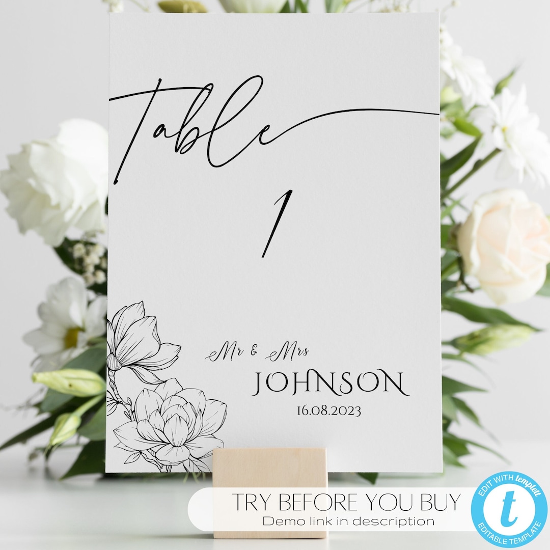 Editable Table Number Template | Minimalist | 5x7" & 4x6" - Etsy
