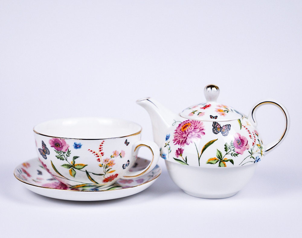 Beautiful Gift Grace Teaware Butterfly Garden Fine Porcelain - Etsy