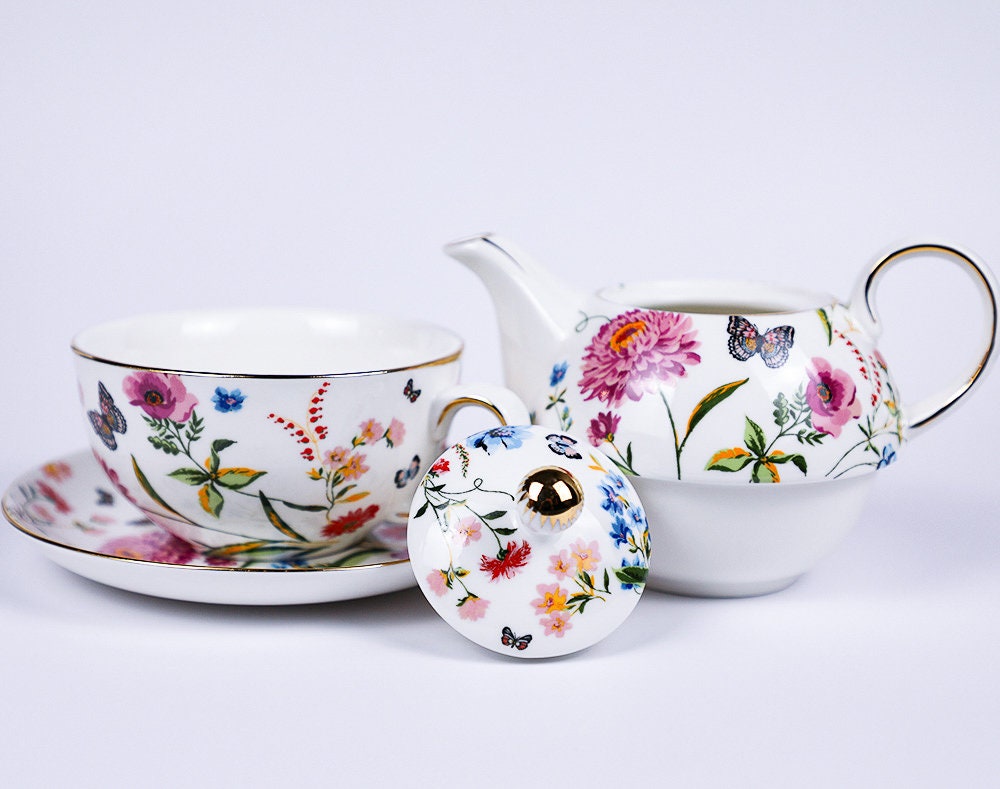 Beautiful Gift Grace Teaware Butterfly Garden Fine Porcelain - Etsy