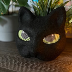 Halloween Therian Cat Mask dark Black With Choice of Eye - Etsy